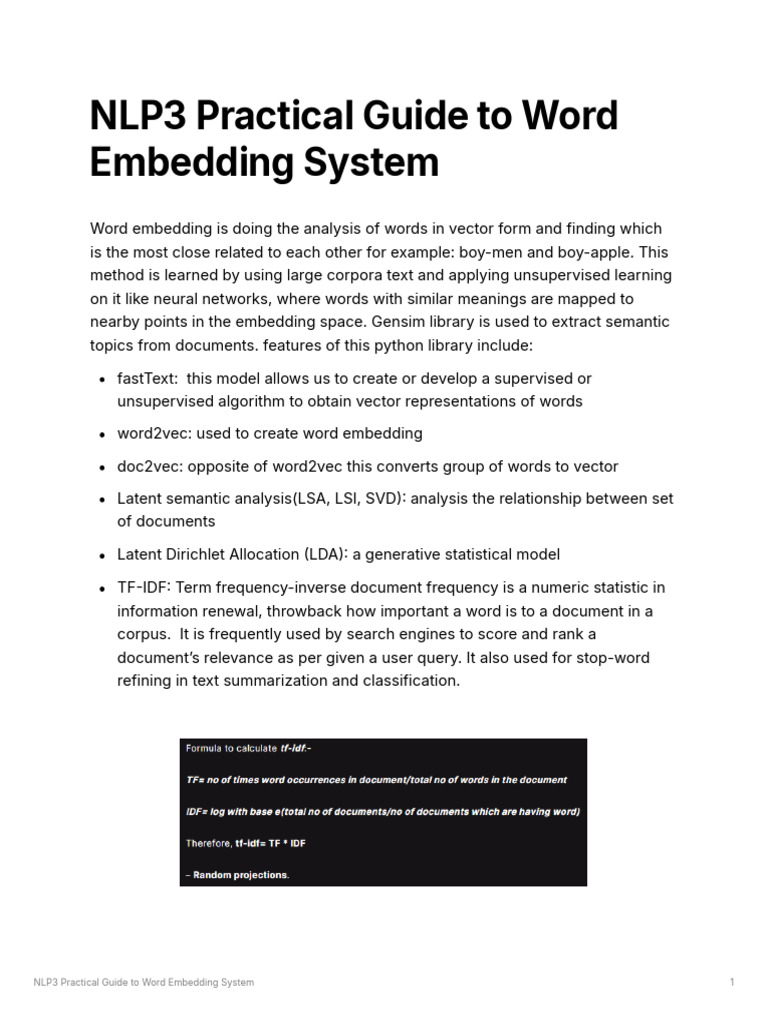 Word Embedding Guide: NLP3 Essentials | PDF