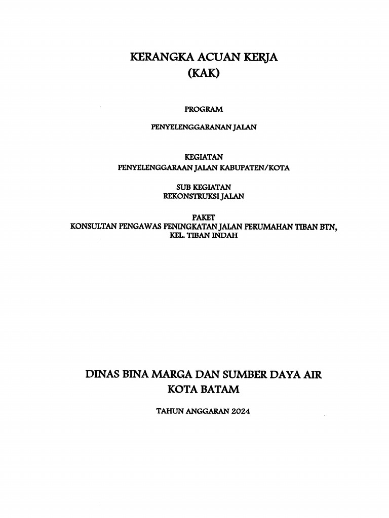 218 KAK Pws. Peningkatan Jalan Perum Puri Malaka | PDF
