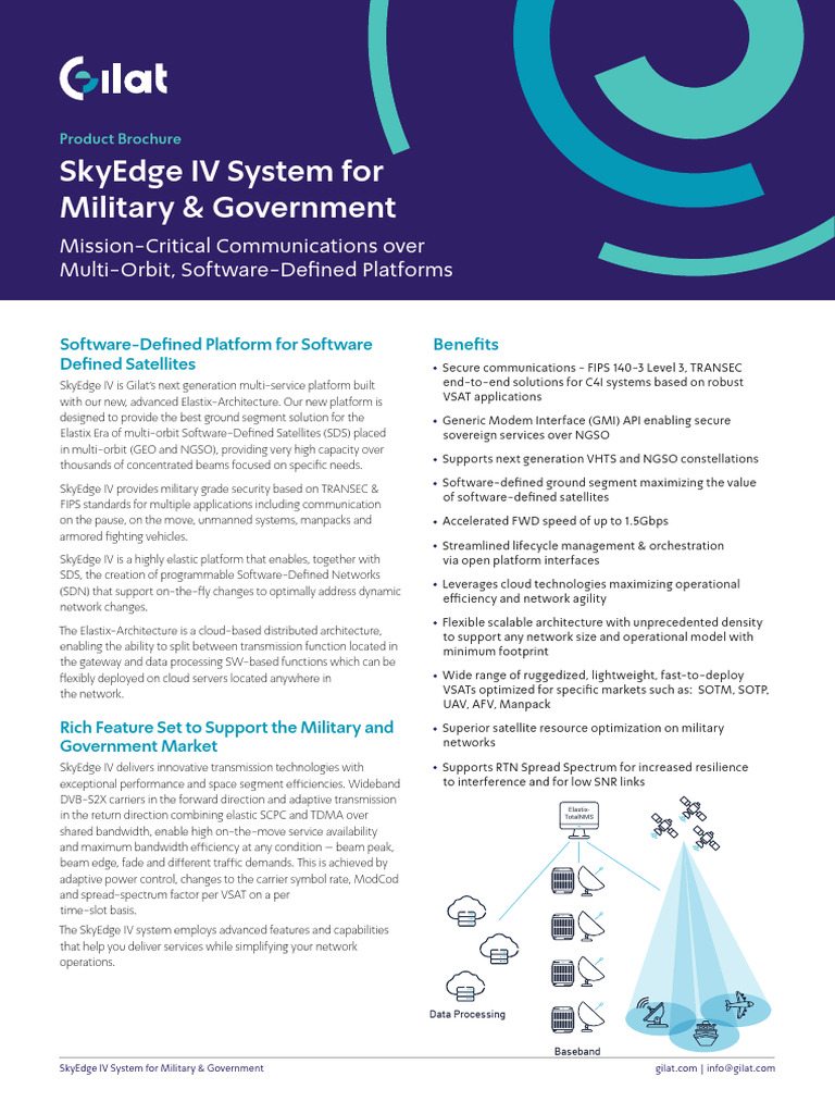 Gilat Product Sheet SkyEdge IV System For Military and Government | PDF ...
