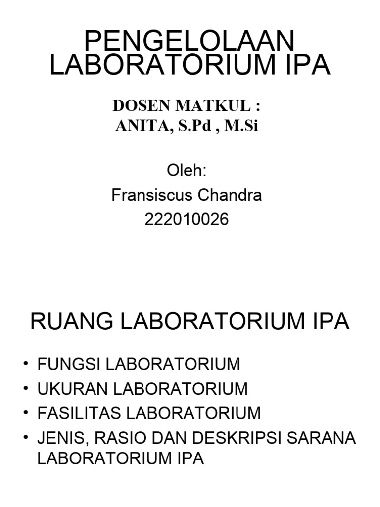 Pengelolaan Laboratorium IPA Efektif | PDF