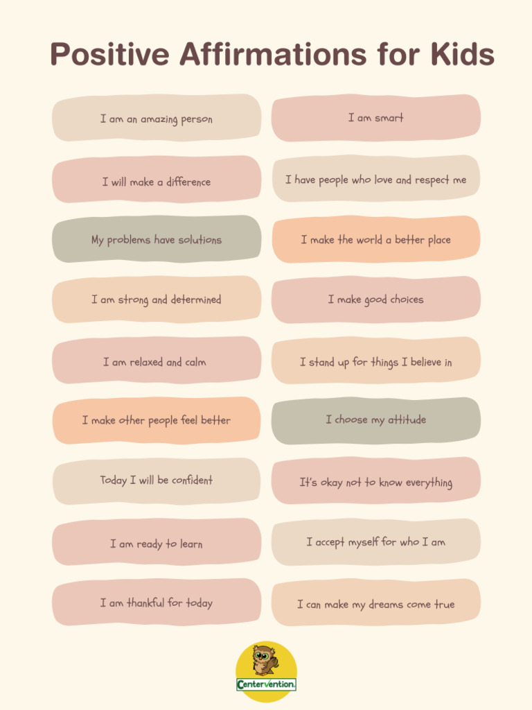 Positive Affirmations For Kids | PDF