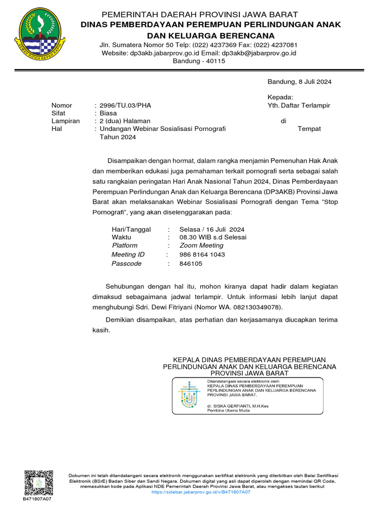 Pha Webinar Pencegahan Pornografi Tahun 2024 | PDF