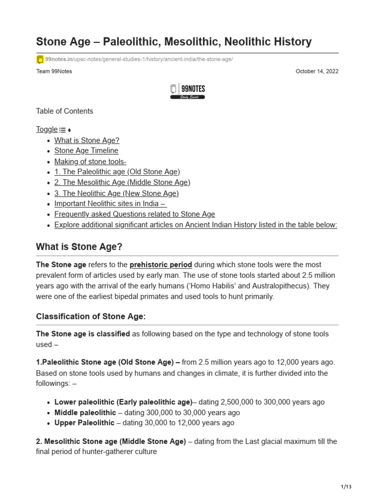 2.Stone Age Paleolithic Mesolithic Neolithic History | Download Free ...