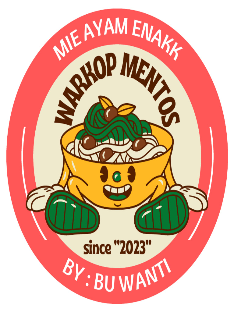 Stiker Label Lingkaran Makanan Dan Minuman Pasta Retro Nostalgia Warna ...