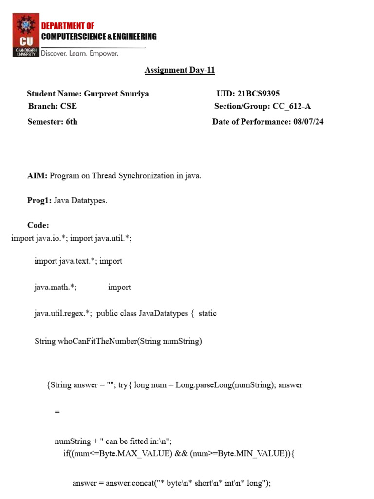 21BCS9395 Gurpreet Day11,12 | PDF | String (Computer Science) | Computer Engineering
