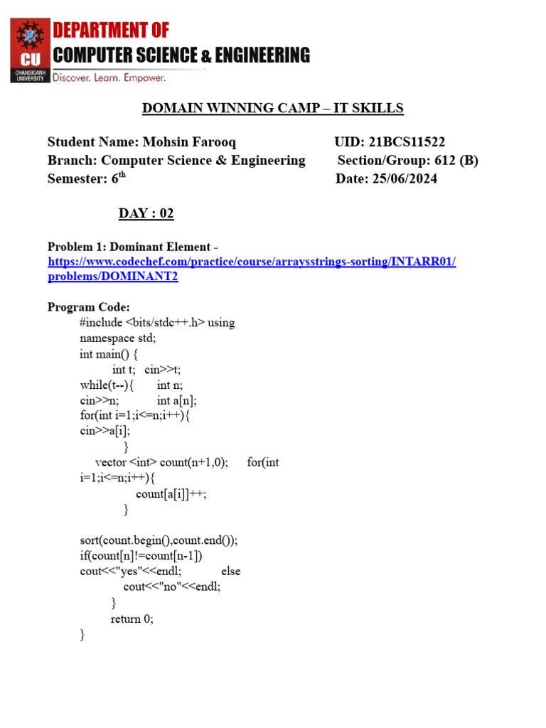 21BCS22 - Mohsin-DAY 2 | PDF | Computer Programming | Computing