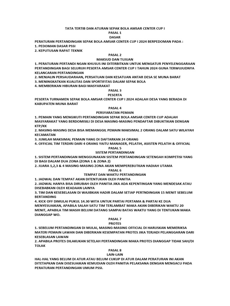 ATURAN PERTANDINGAN | PDF