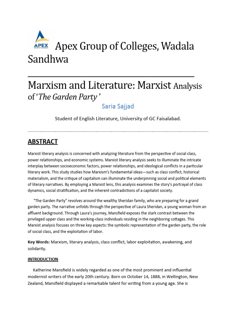 Marxixt Analysis of Literay Work | PDF | Marxism | Capitalism