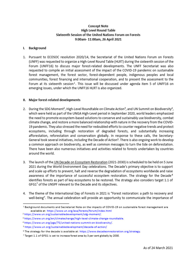 UNFF16CN High Level Round Table | PDF | Sustainability | Sustainable ...