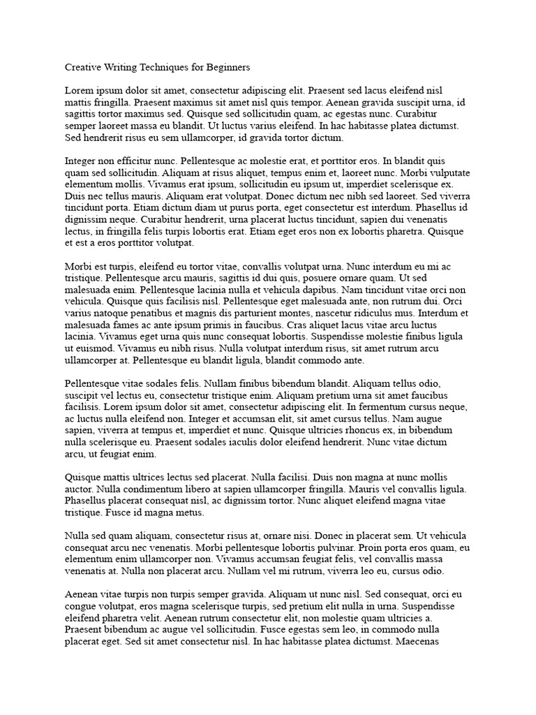 Creative Writing Techniques For Beginners | PDF