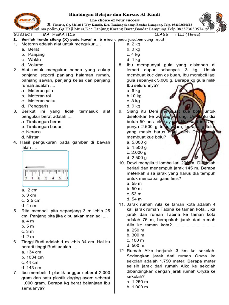 Soal MTK KLS 3 | PDF