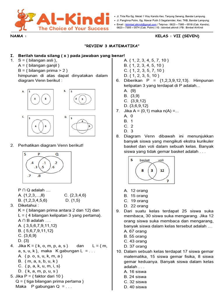 Soal MTK Kelas 7 | PDF