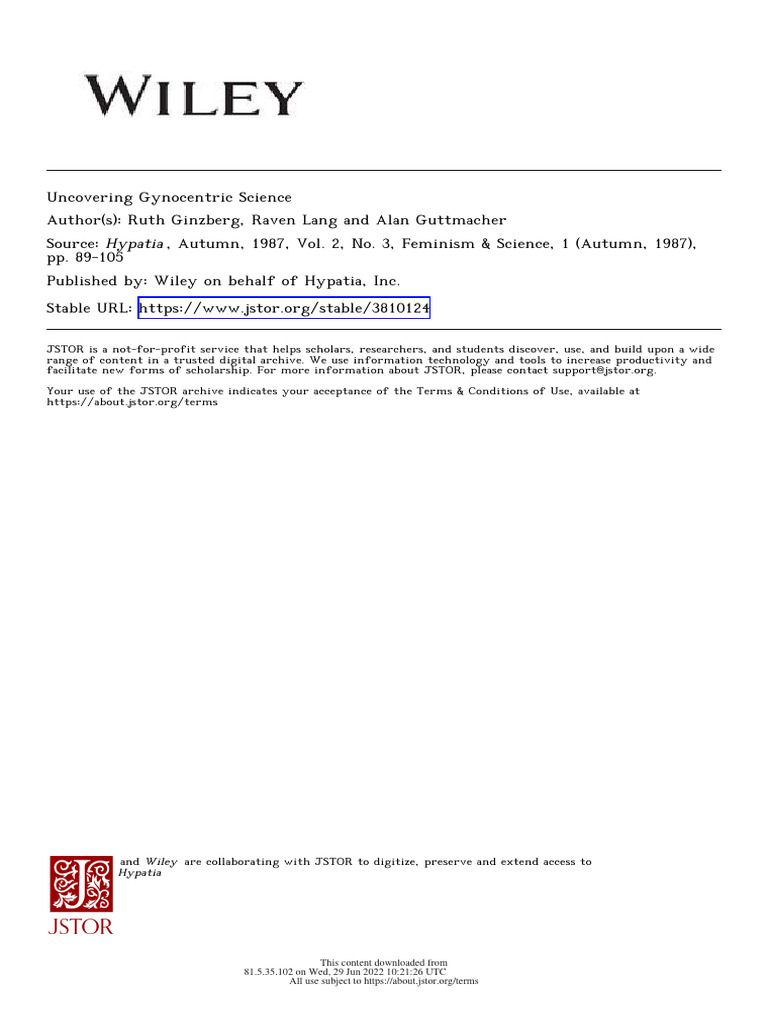 Uncovering Gynocentric Science | PDF | Caesarean Section | Science