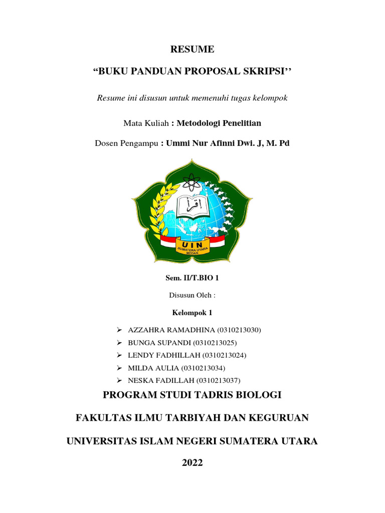 (Resume) Kelompok 1 - Metodologi Penelitian - Buku Panduan Proposal ...