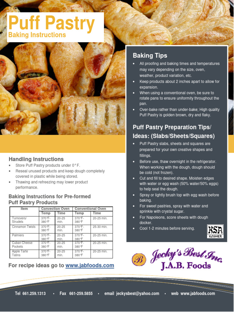 Puff Pastry - Baking Instruction | PDF | Baking | Food And Drink ...