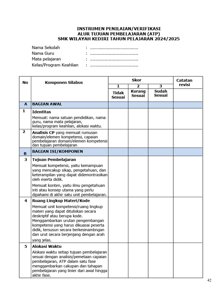 Instrumen Validasi SMK Kosp 2024 | PDF | Karier & Perkembangan