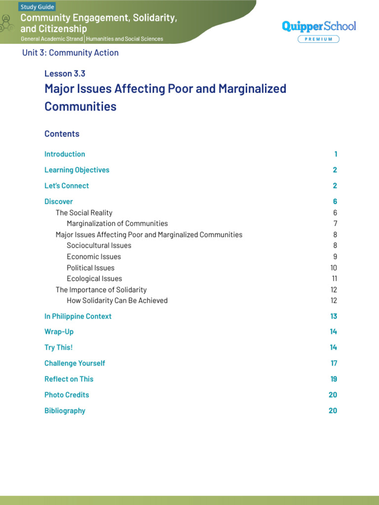 CSC 12 Q3 0303 - SG - Major Issues Affecting Poor and Marginalized ...