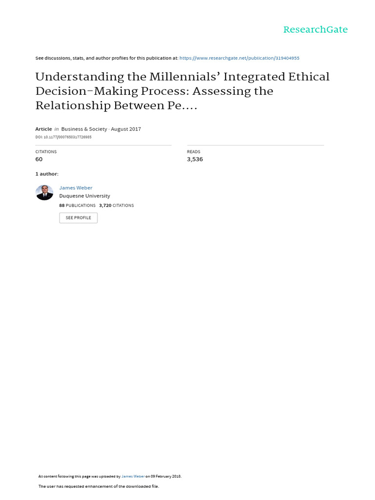 Understanding The Millennials' Integrated Ethical Decision-Making ...