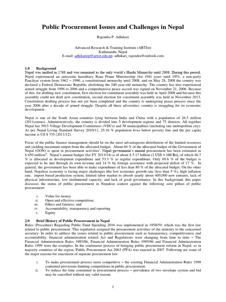 Public Procurement Issues and Challenges | PDF | Procurement | Corruption