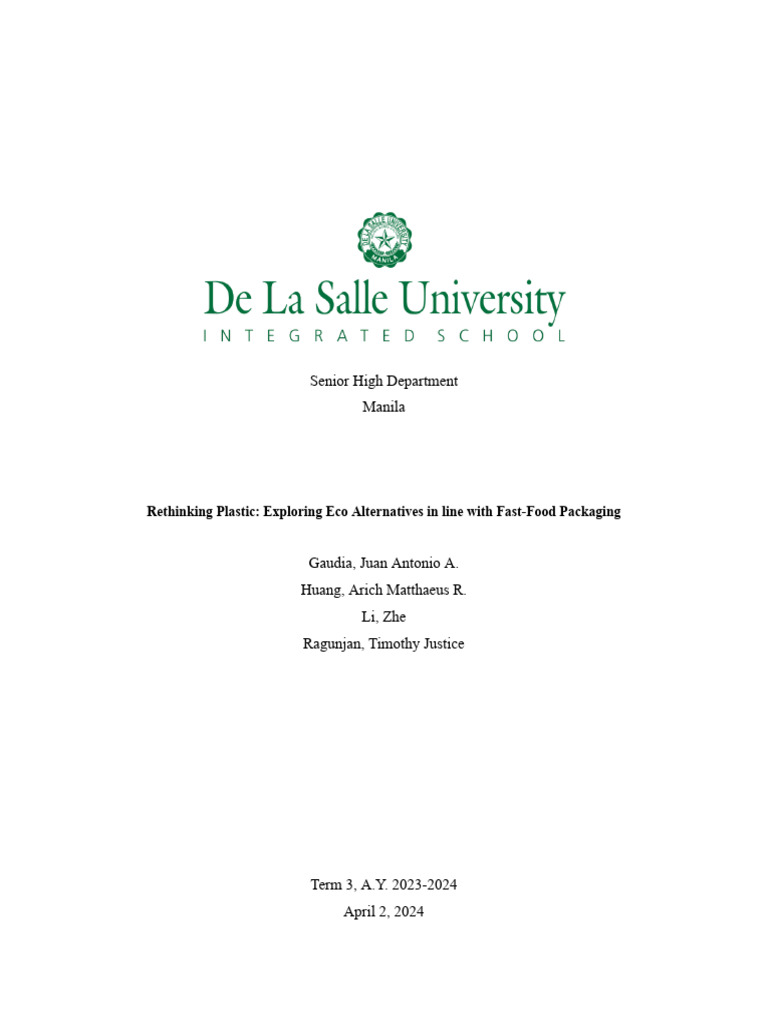 Eco-Friendly Fast-Food Packaging Solutions | PDF | Sustainability ...
