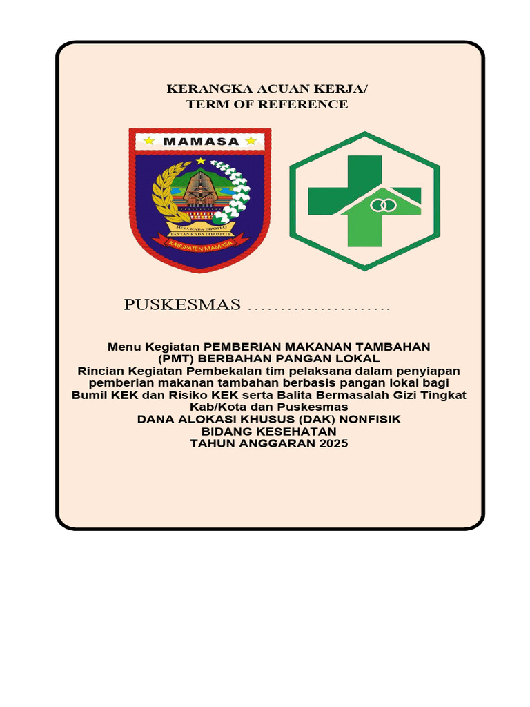 Pembekalan PMT Lokal 2025 Puskesmas | PDF