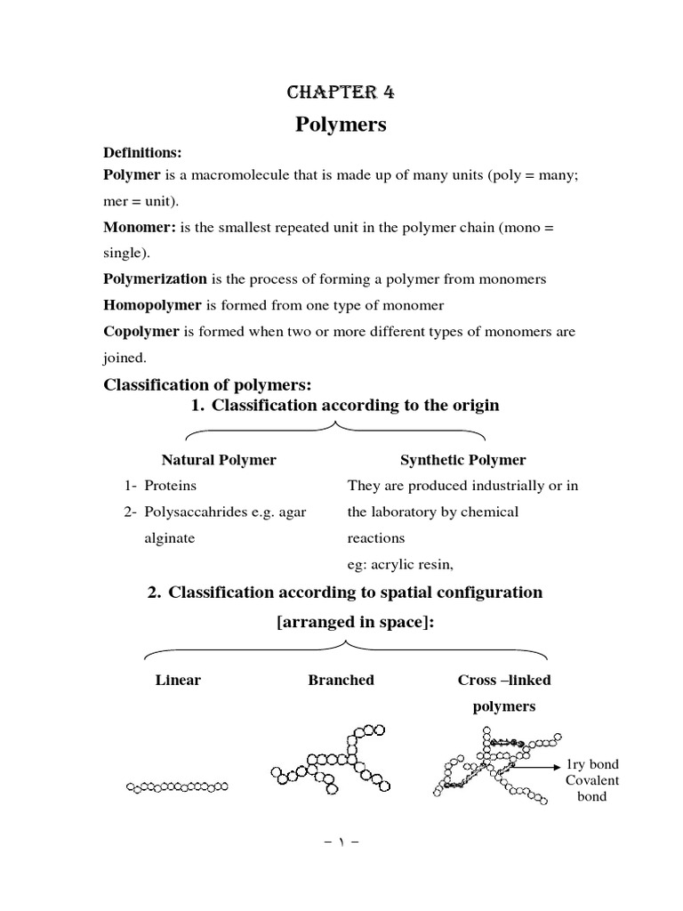 Overview of Polymers in Dentistry | PDF | Polymers | Copolymer