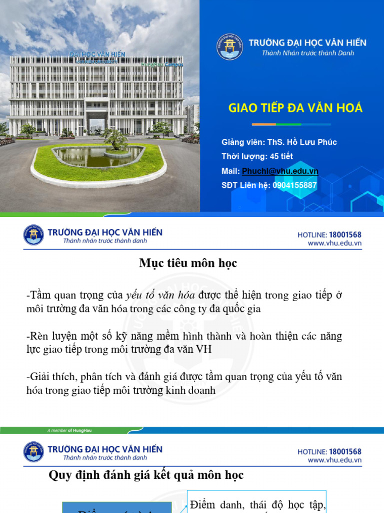 Slide bài giảng Giao tiếp Đa Văn Hoá. VHU | PDF