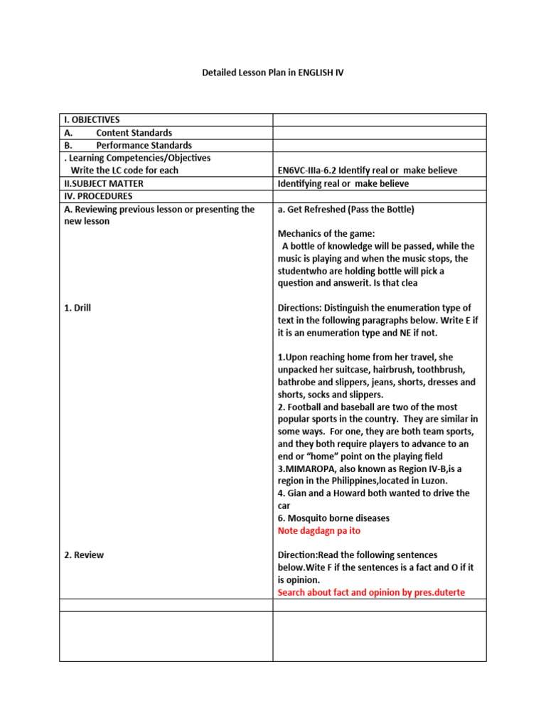 Detailed Lesson Plan in ENGLISH IV Arlyn | PDF | Cognition | Cognitive Science