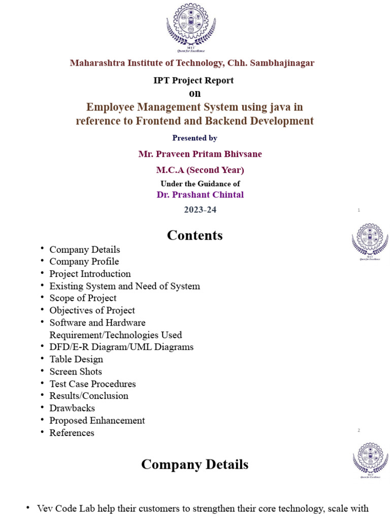 Major Project Presentation PPT of Java using frontend and backend technology | PDF | World Wide ...