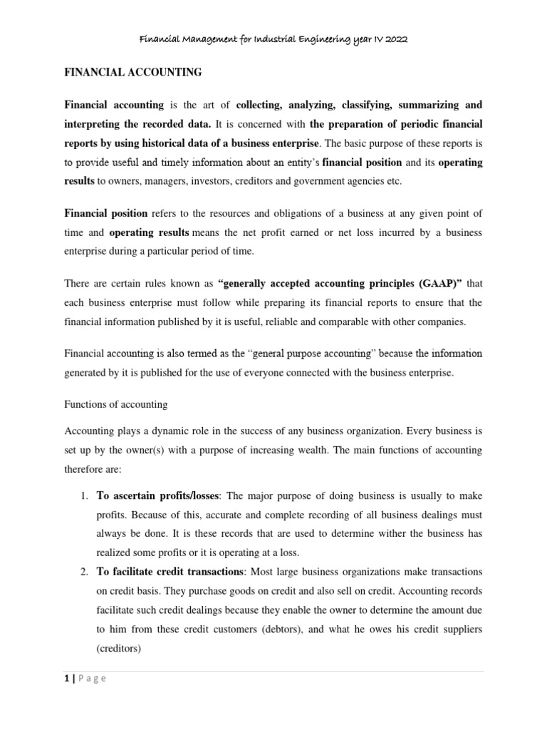 Financial Management - Lecture 2 | PDF | Debits And Credits | Equity (Finance)