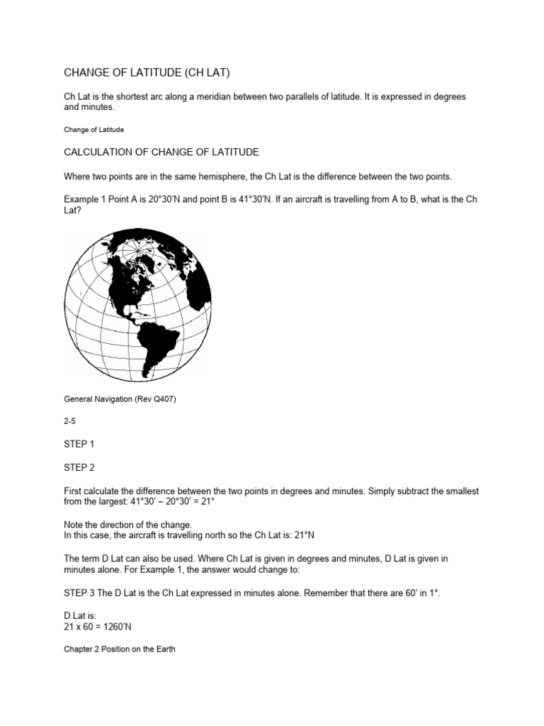 Change of Latitude Calculation Guide | PDF