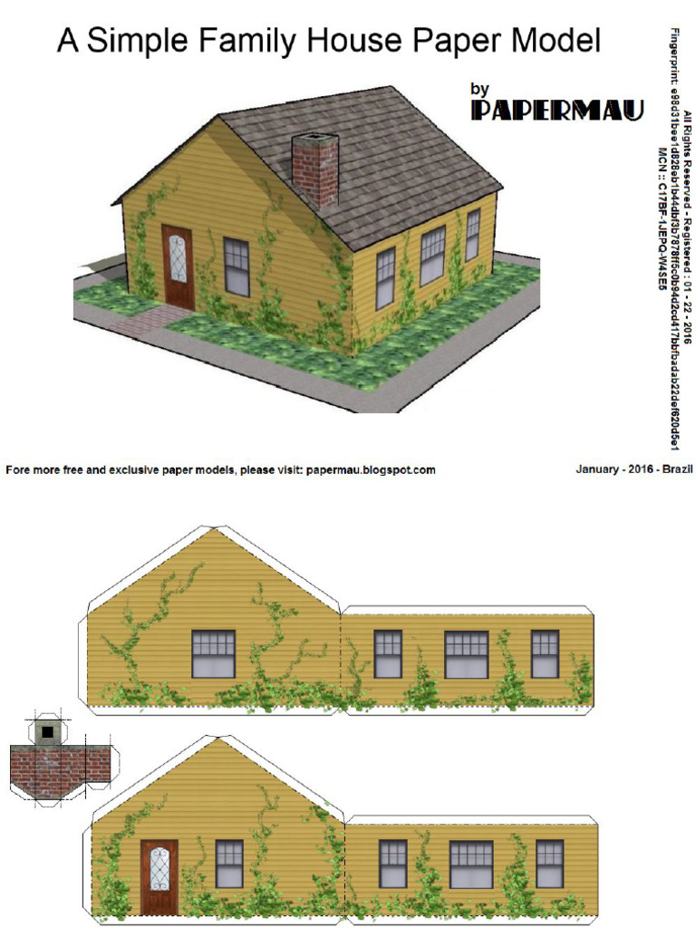 A Simple Family House Paper Model by Papermau 2016 | PDF