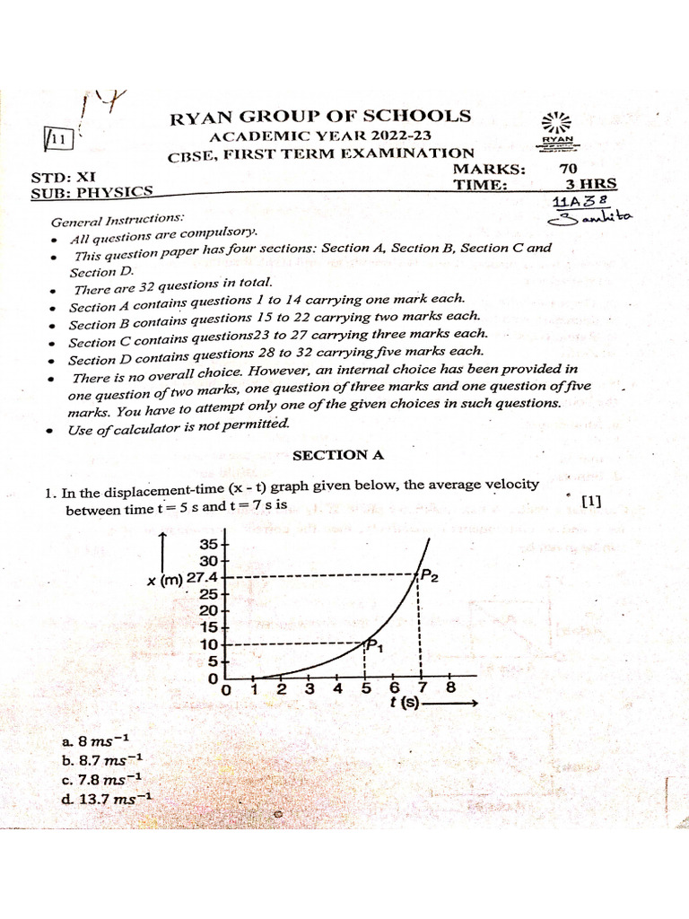 Term 1 Phy Paper | PDF