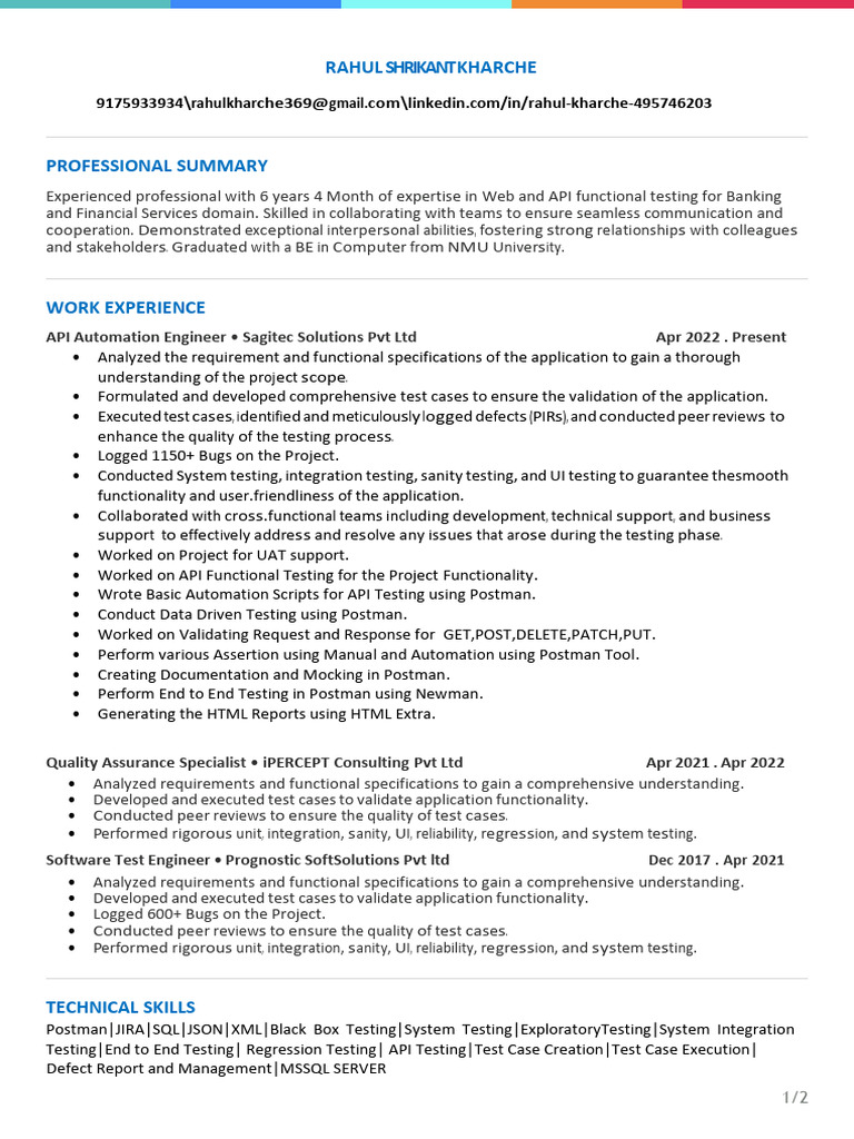 Rahul Kharche Resume | PDF | Computing | Information Technology
