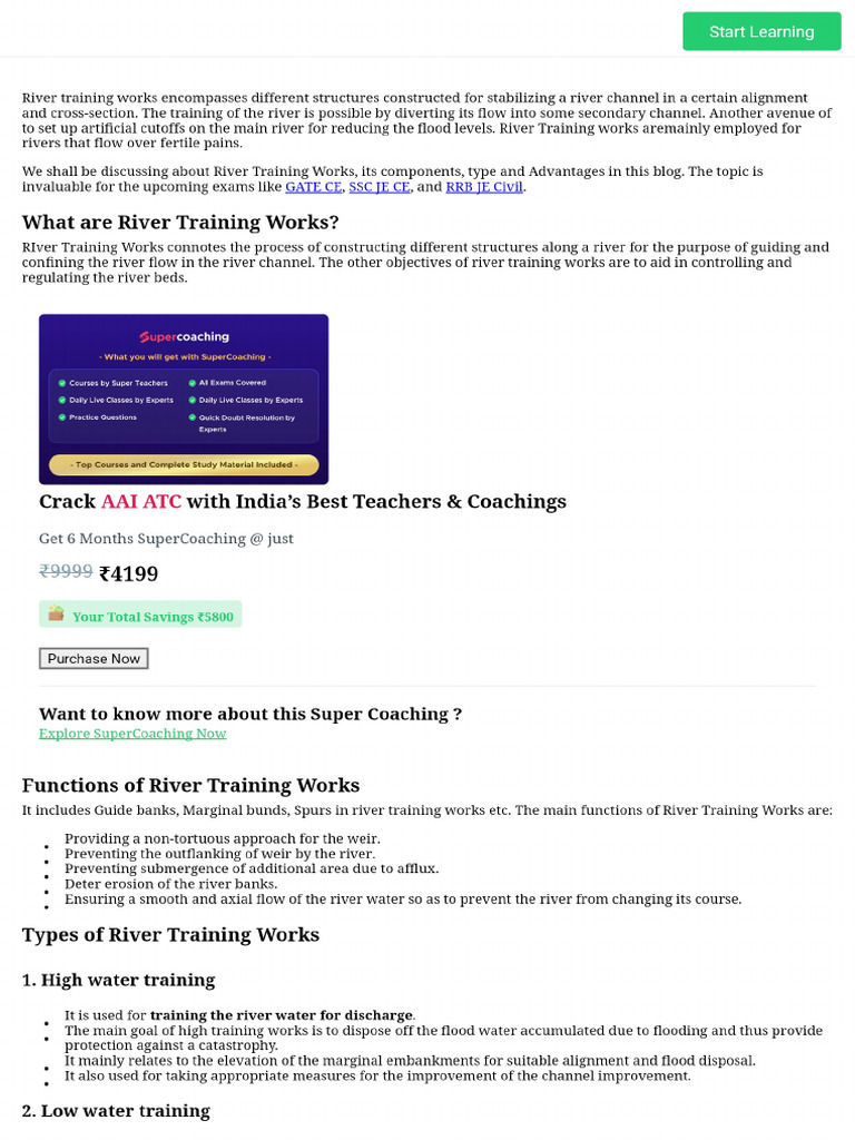 River Training Works - Different Components, Types and Advantages | PDF