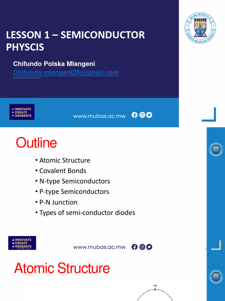 Lesson 1 - Semiconductor Physics | PDF | P–N Junction | Semiconductors