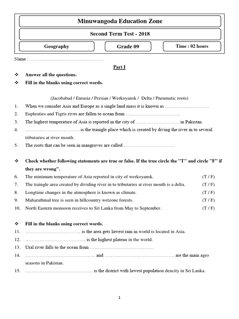 Geo - 2018 t2 | PDF | Asia | Sri Lanka