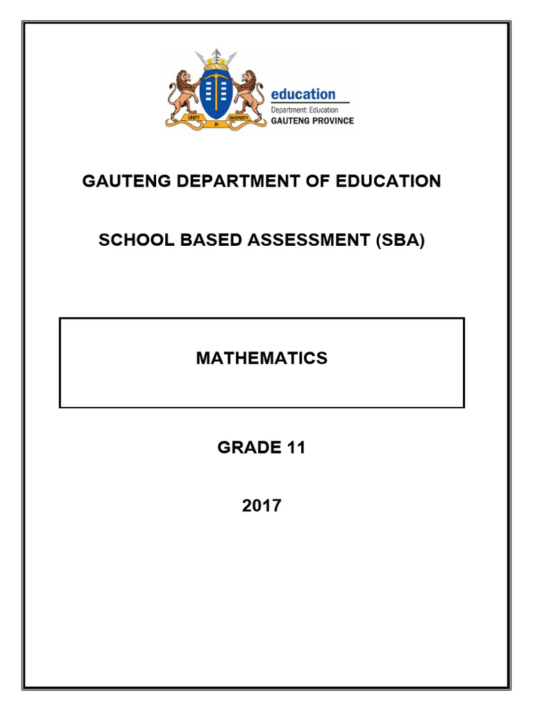 Grade 11 Mathematics SBA Guidelines | PDF | Educational Assessment ...
