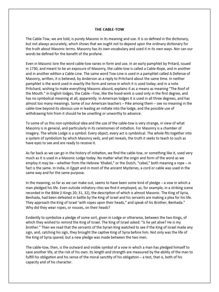 THE CABLE-TOW | Download Free PDF | Freemasonry