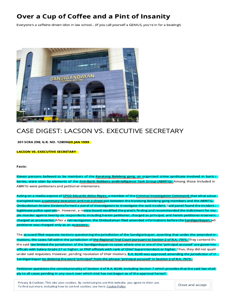 CASE DIGEST LACSON VS EXECUTIVE SECRETARY Over A Cup Of Coffee And