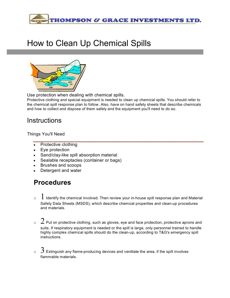 How To Clean Up Chemical Spills | PDF