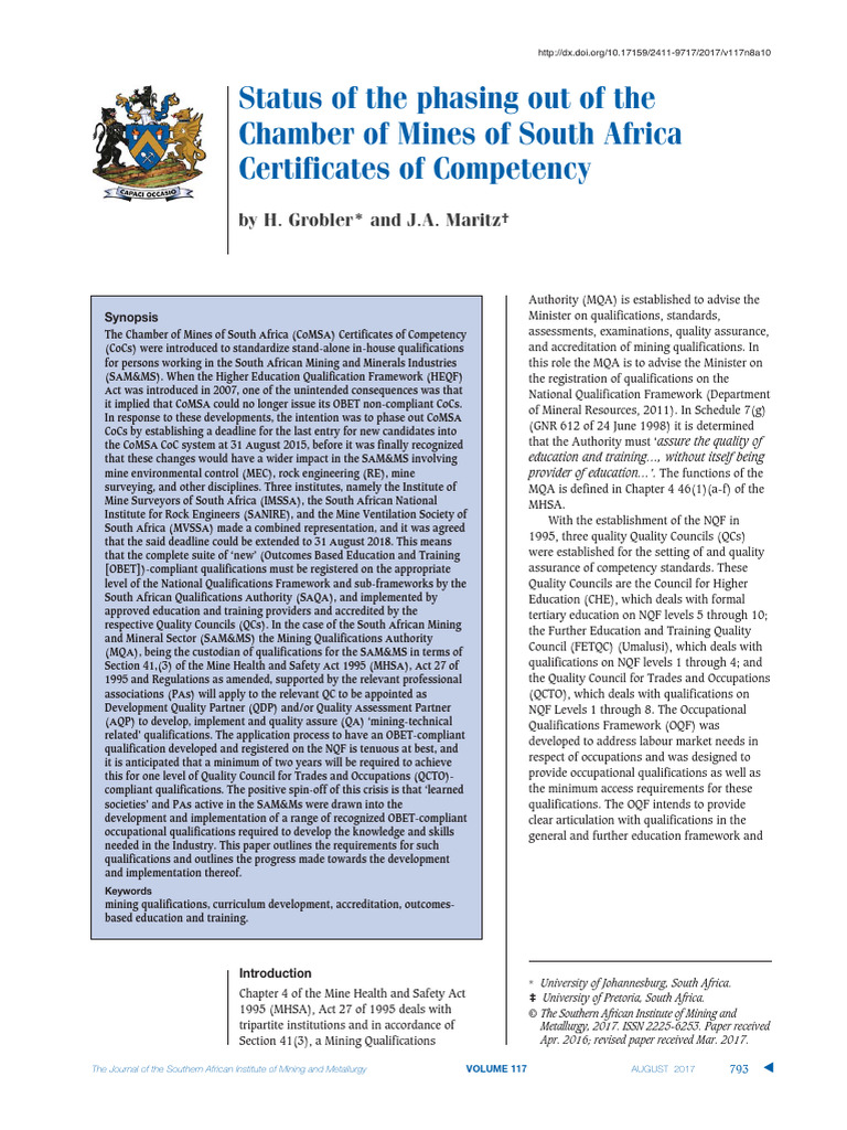 Phasing Out Chamber of Mines Certificates | PDF
