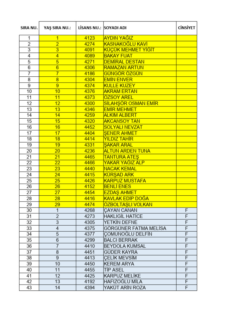 2024 Yas Guruplari Nihai Liste | PDF