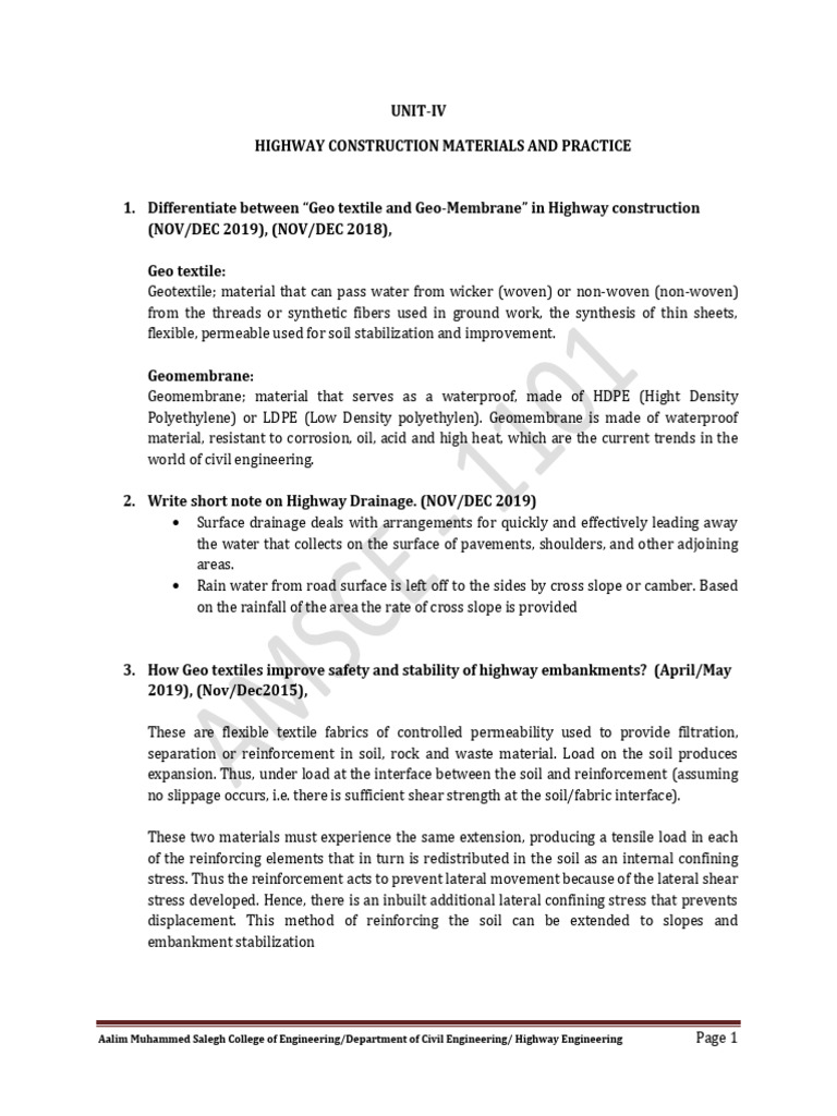 Highway Construction Materials Overview | PDF | Building Engineering ...