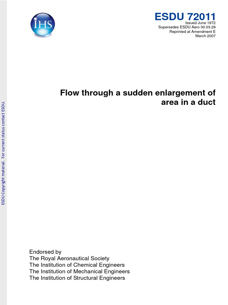 ESDU 72011 - Flow Through Sudden Enlargement of Area in A Duct | PDF | Fluid Dynamics | Reynolds ...