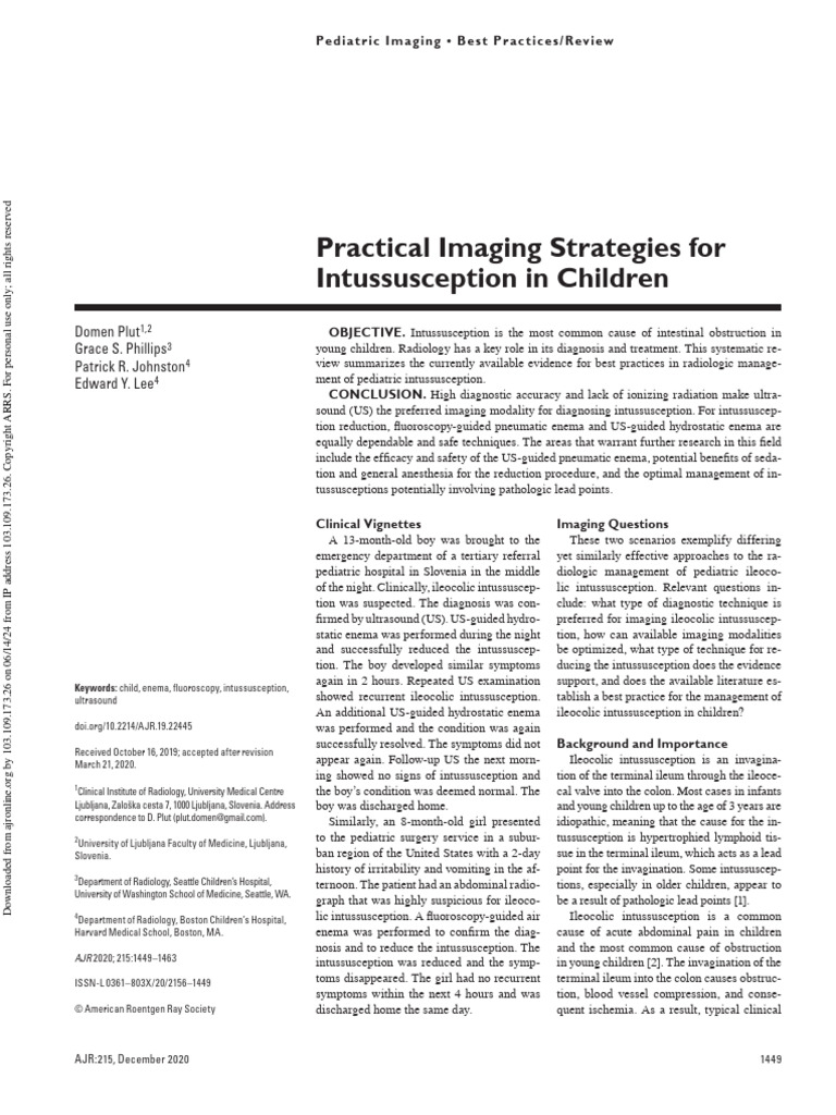 Practical Imaging Strategies For Intussusception in Children | PDF ...