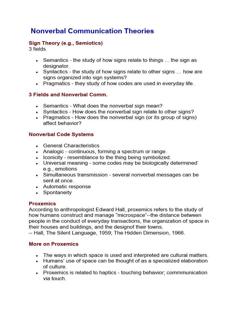 Nonverbal Communication Theories | PDF | Nonverbal Communication | Communication