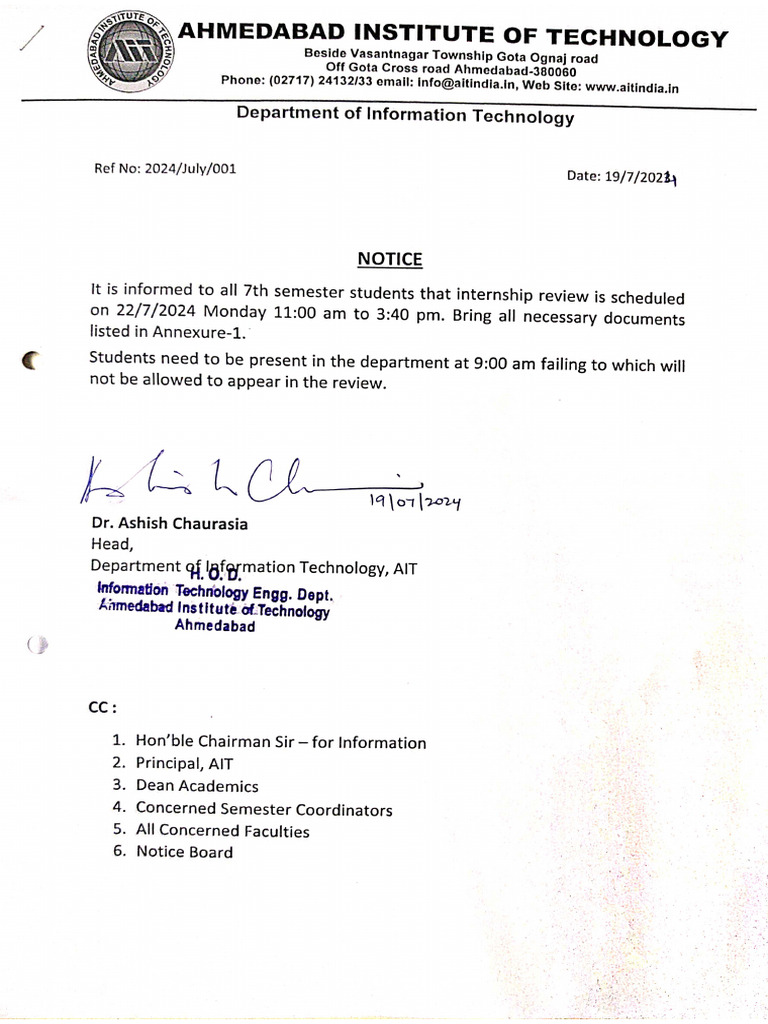 7 Internship Review Notice | PDF