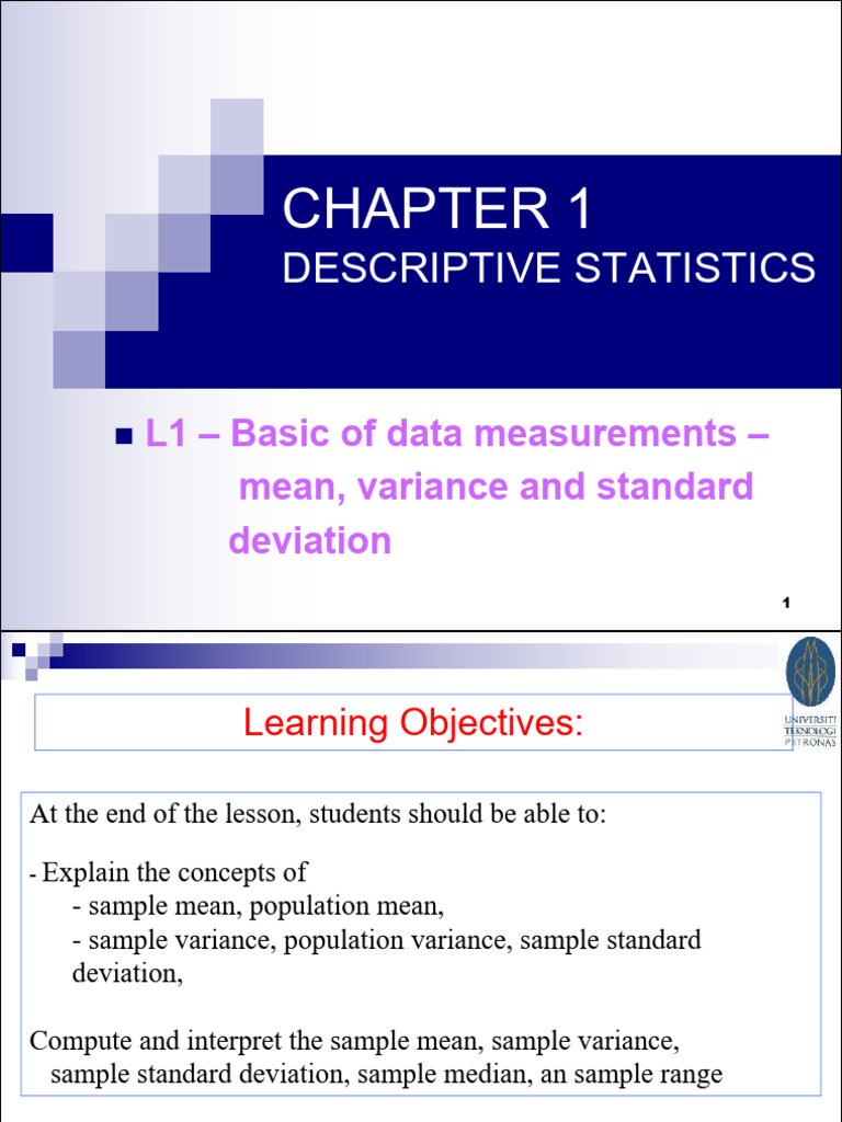 Chapter 1 - Descriptive Statistcs - L1 - Jan 2024 | PDF | Descriptive Statistics | Statistics