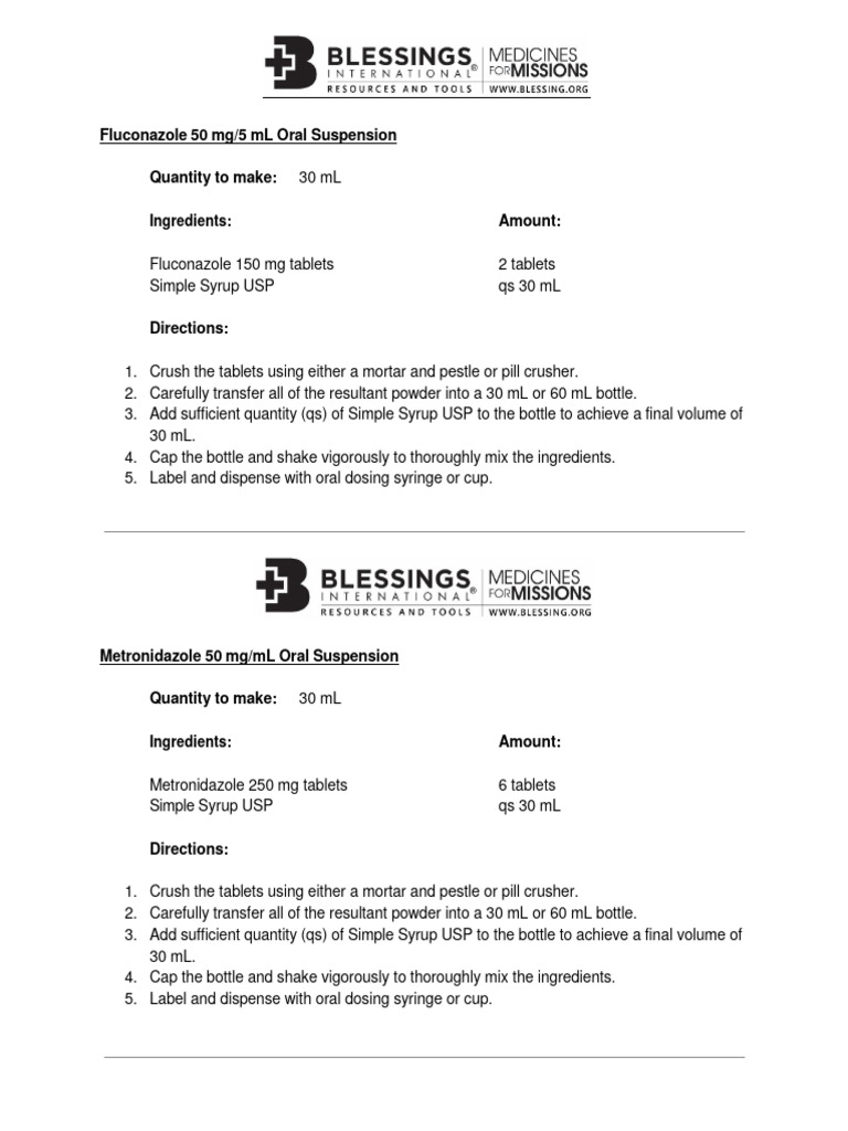 Blessings International Compounding Formula Worksheets | PDF | Tablet (Pharmacy) | Drugs